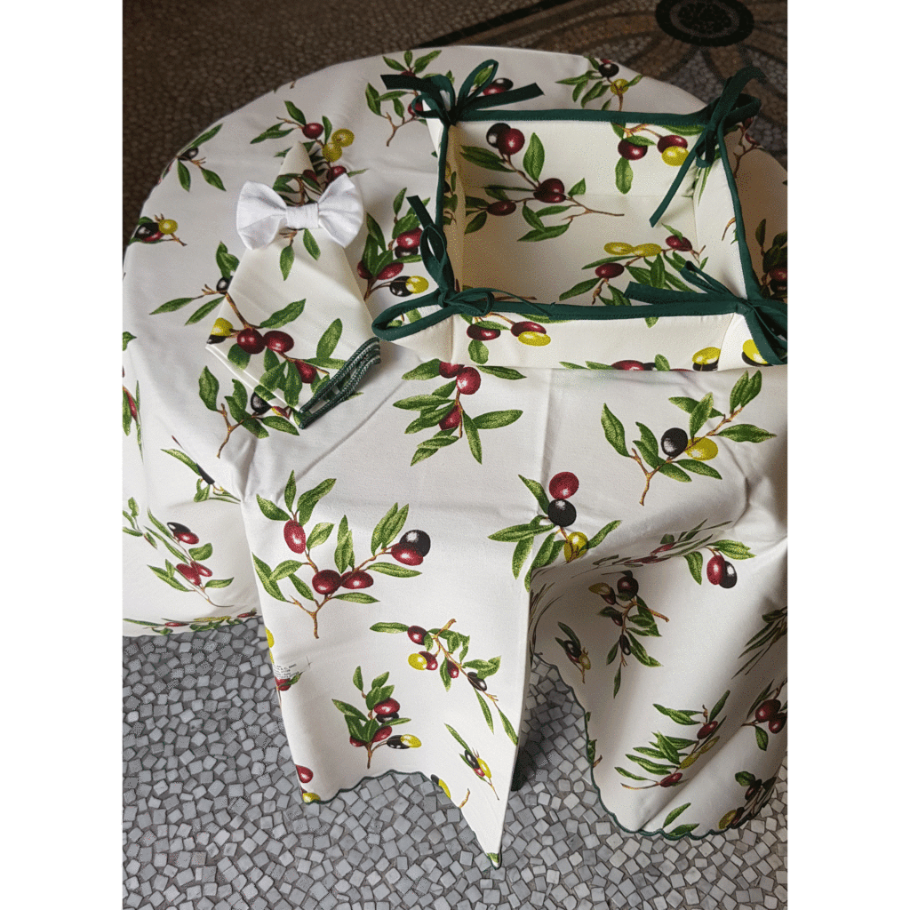 Amalfi Coast with Olive pattern Tablecloth - La Bottega delle Arti